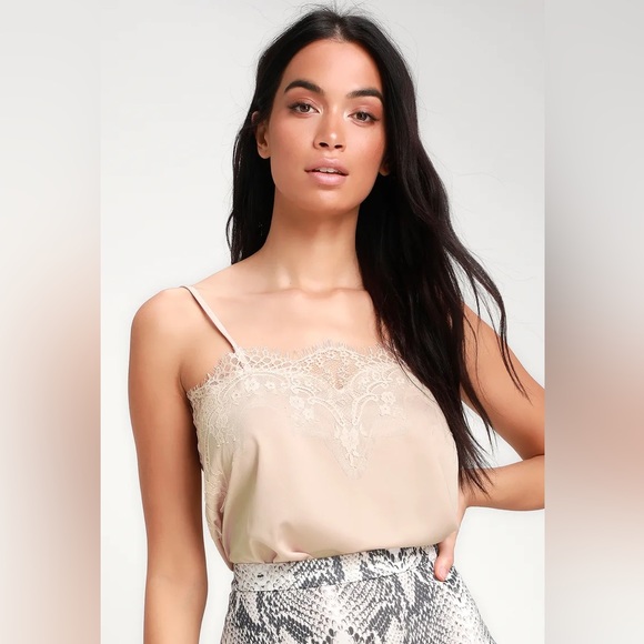 Lulus | Tops | Maddox Pale Pink Satin Lace Cami | Poshmark